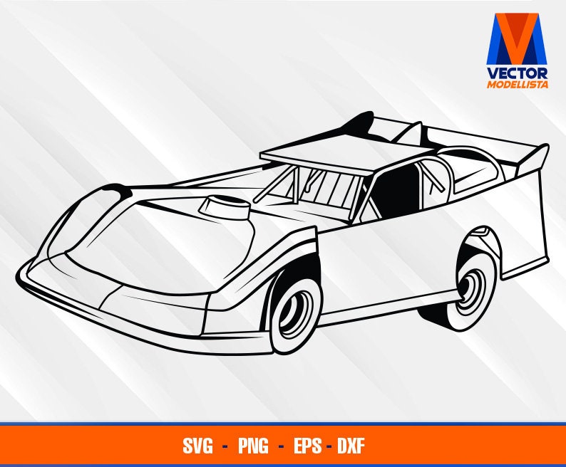Dirt Late Model Race Car EPS - SVG - PNG - Dxf Vector Art - Cricut ...