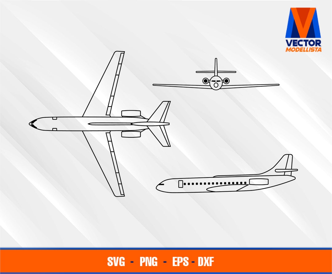 Caravelle 7 Airplane Blueprint EPS - SVG - PNG - Dxf Vector Art ...