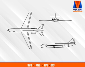 B737-300 Airplane Blueprint EPS SVG PNG Dxf Vector Art Cricut ...