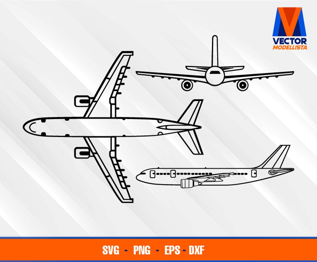 A300-600 Airplane Blueprint EPS SVG PNG Dxf Vector Art Cricut ...