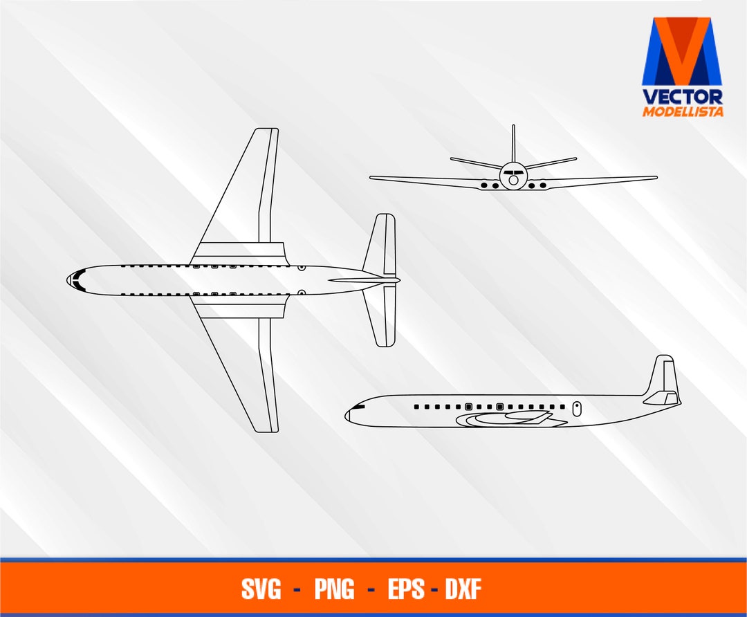 Comet 4B Airplane Blueprint EPS - SVG - PNG - Dxf Vector Art - Cricut ...