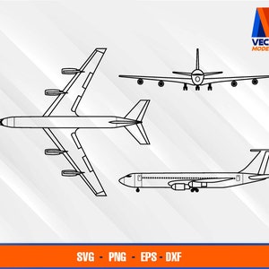 B707-120 Airplane Blueprint EPS - SVG - PNG - Dxf Vector Art - Cricut ...