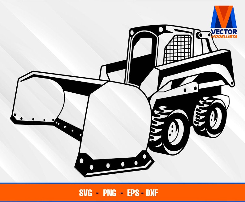 Skid Steer With Snow Pusher EPS SVG PNG Dxf Vector Art - Etsy