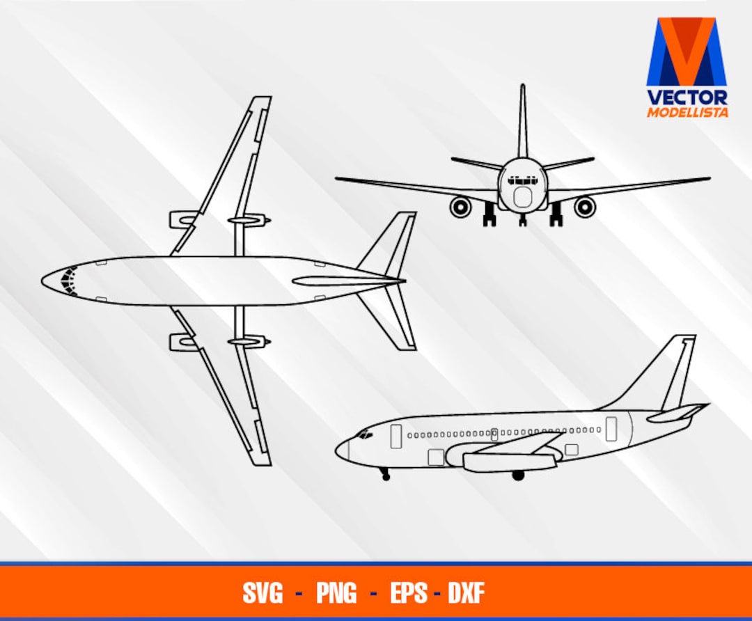 B737-100 Airplane Blueprint EPS - SVG - PNG - Dxf Vector Art - Cricut ...