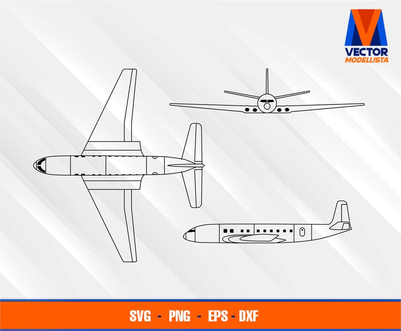 Comet 2 Airplane Blueprint EPS SVG PNG Dxf Vector Art Cricut Silhouette ...