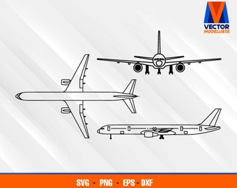 CRJ 100 Airplane Blueprint EPS SVG Png Dxf Vector Art Cricut Silhouette ...