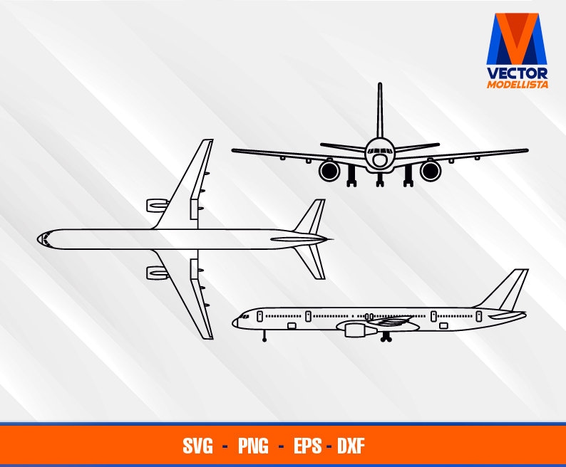 B737-300 Airplane Blueprint EPS SVG PNG Dxf Vector Art Cricut ...