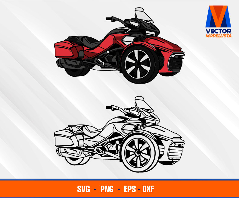 2017 Spyder F3-T Three Wheeler Motorcycle EPS SVG PNG Dxf Vector Art ...