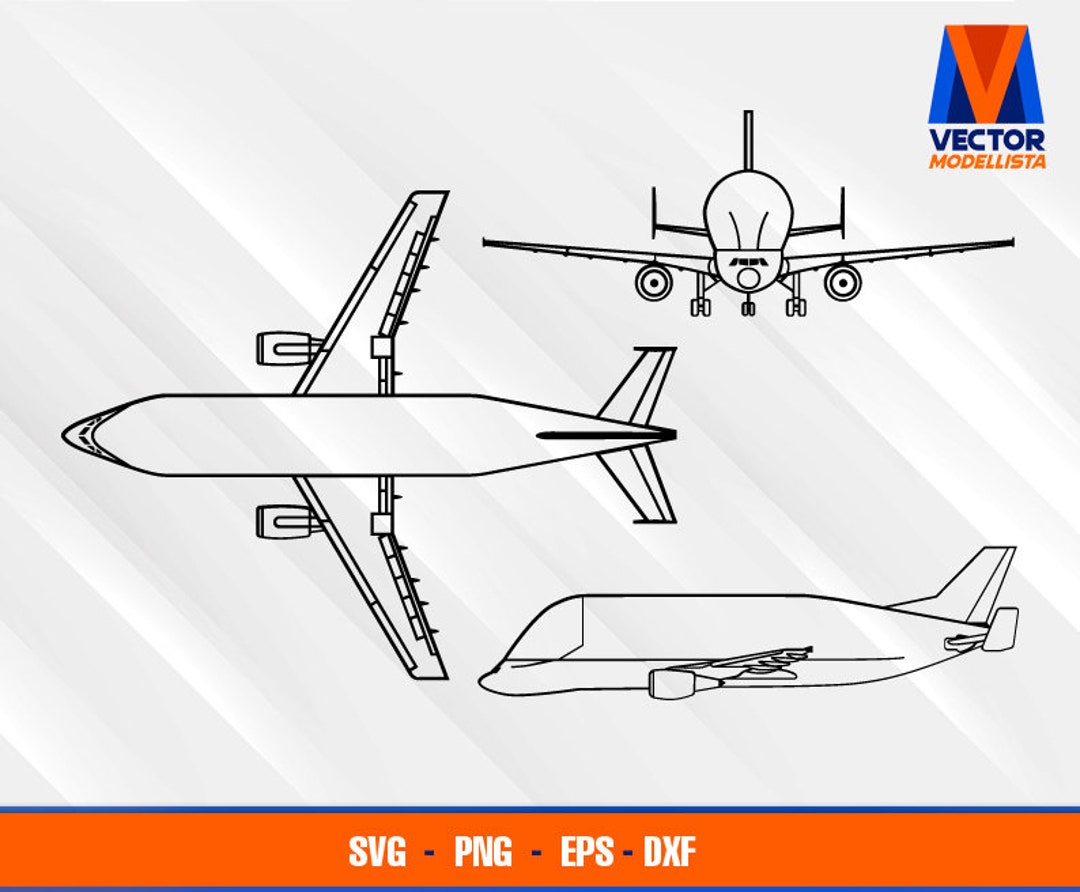 A300-600 St Airplane Blueprint EPS - SVG - PNG - Dxf Vector Art ...