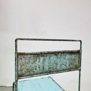Vintage Industrial Stackable Blue Chair, Heavily Patinated, Cafe Bistro ...