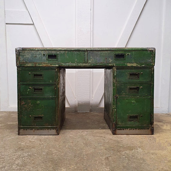 Roneo 1940s WWII Signals Truck Desk Industrial Green | Etsy