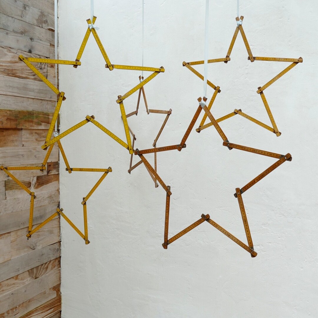 Star Ruler Measure Decorations, Vintage Ruler Stars, Repurposed Retail ...