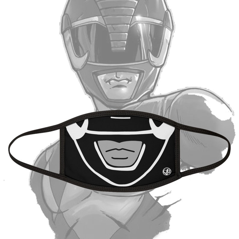 Black Ranger Facemask, Cute Mouth Mask Power, Black Mastodon Symbol - Etsy