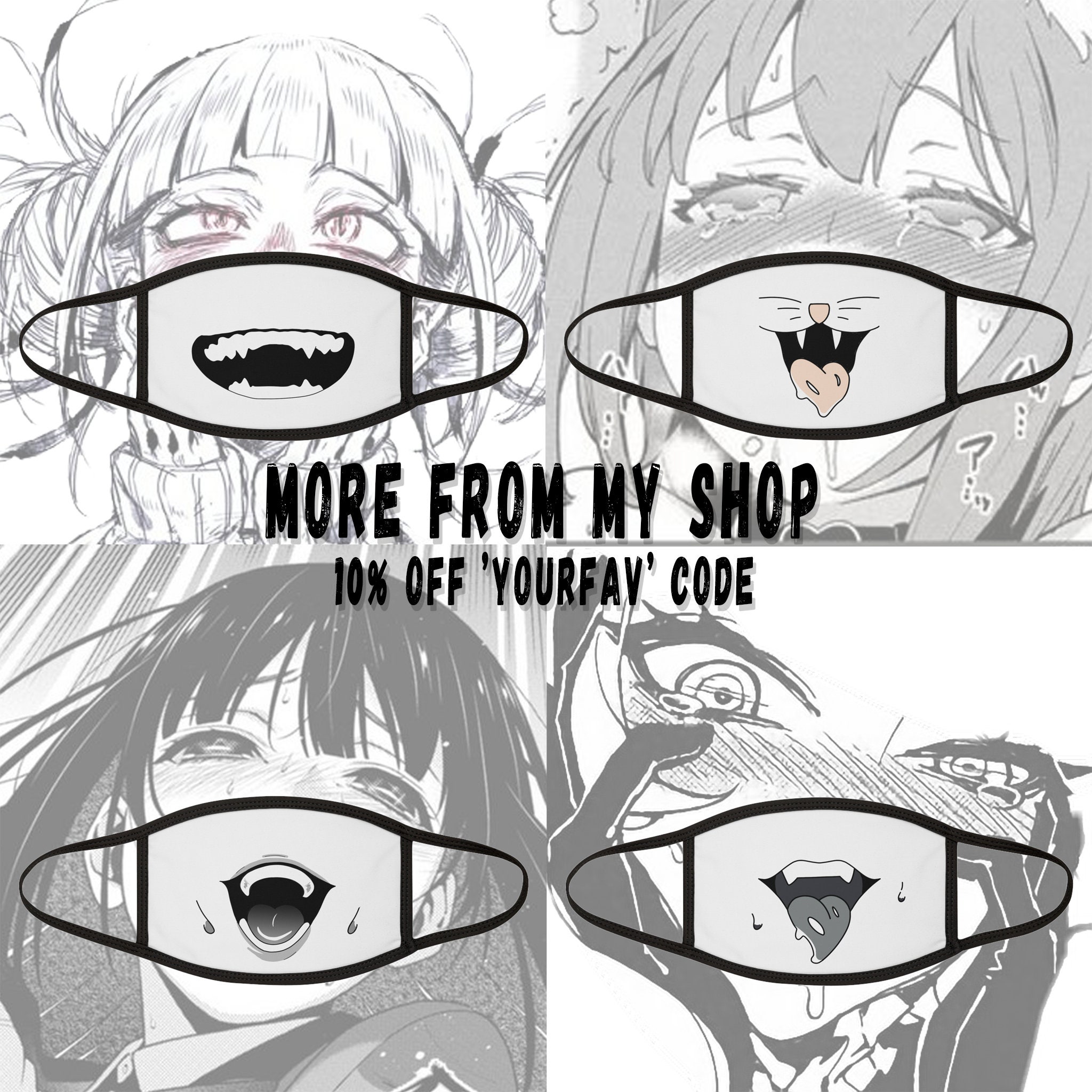 Ahegao Facemask for Anime Weaboo Lover, Manga Mouthmask Anime Girl Boy ...