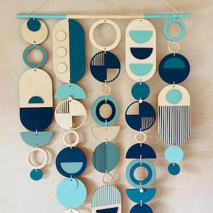 Large Blue Wall Art - Geometric Artwork - Minimal Home Decor - Ocean ...