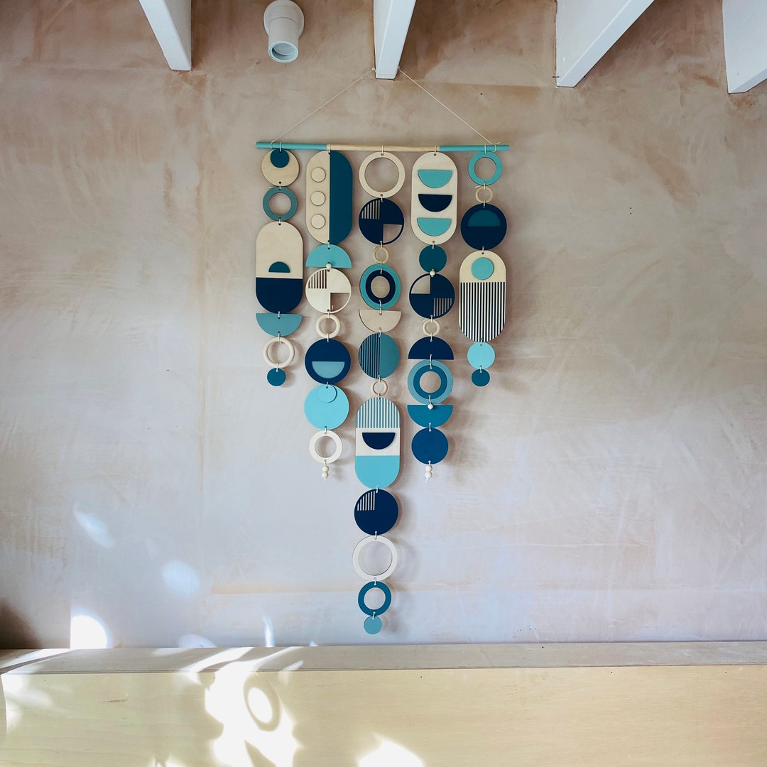 Large Blue Wall Art - Geometric Artwork - Minimal Home Decor - Ocean ...