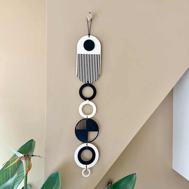 Monochrome Wall Hanging – Minimalist Geometric Wall Art – Modern Black ...