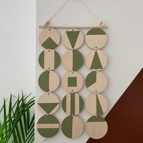 Wall Hanging Geometric Art Plywood Decor Monochrome Art | Etsy