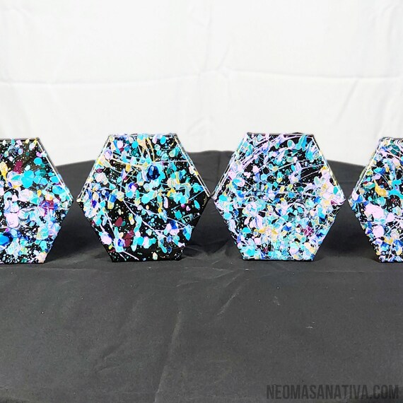 Swirls of Nostalgia Octagon Splatter Art Set on 4 - Etsy