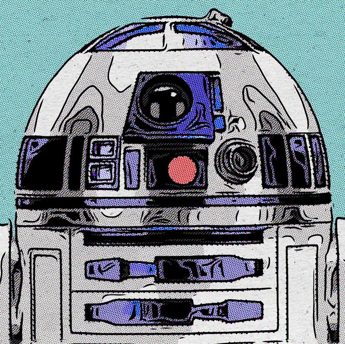 R2-D2 Comic Portrait Digital Download Print at Home/star Wars Printable ...