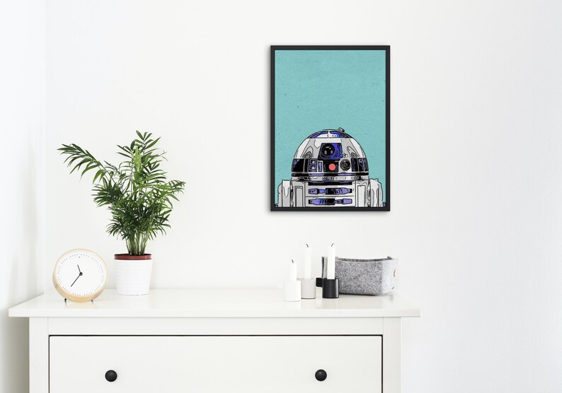 R2-D2 Comic Portrait Print, Star Wars Droid Wall Art (digital Download ...