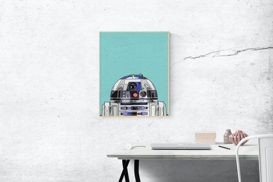 R2-D2 Comic Portrait Digital Download Print at Home/star Wars Printable ...