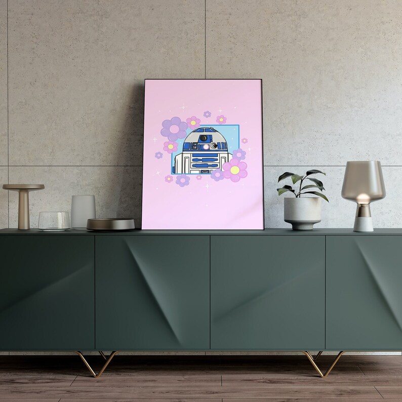 R2-D2 Cute Digital Print at Home/kawaii Droid Printable Wall Art ...