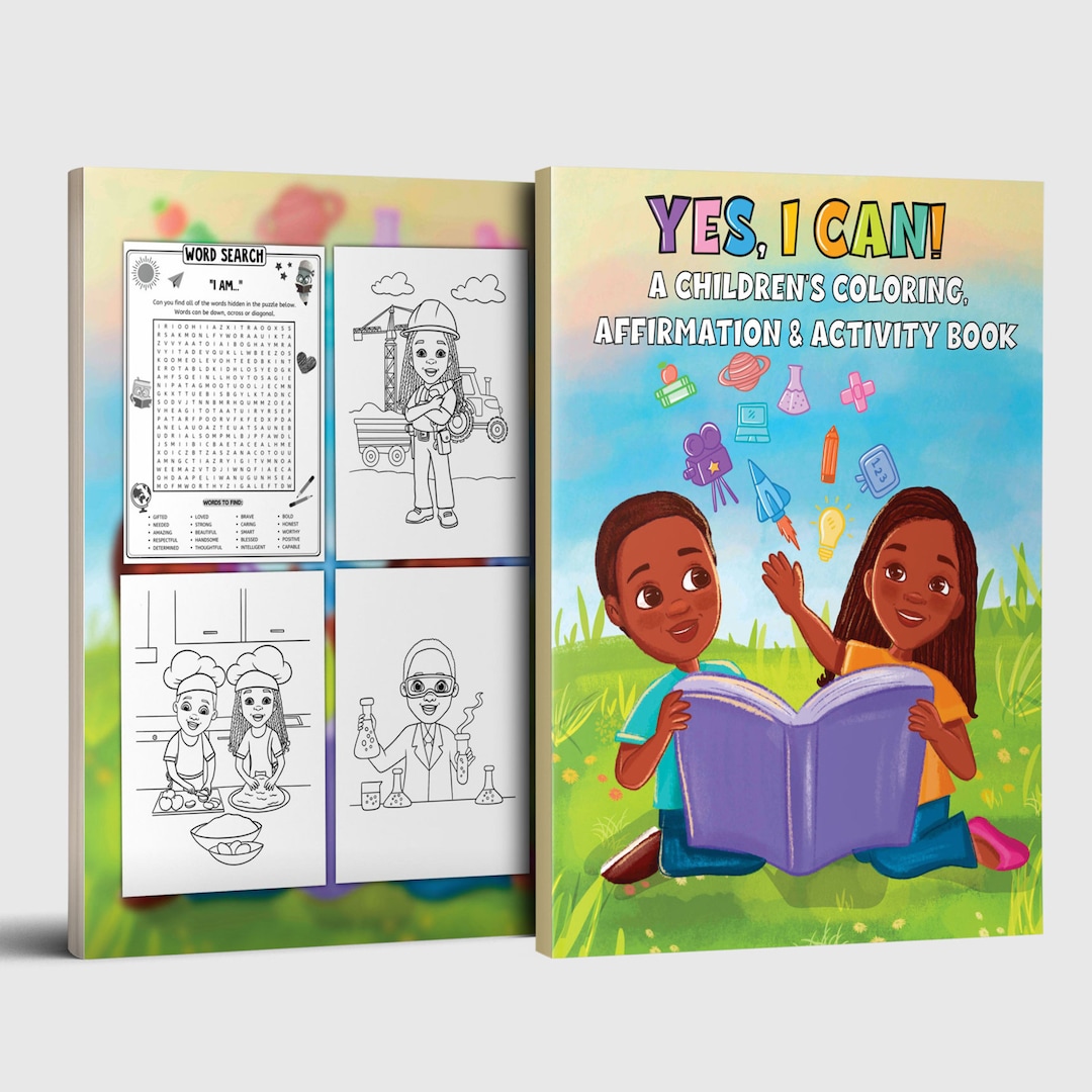 African American Children Coloring Book, Yes I Can Coloring Affirmation ...