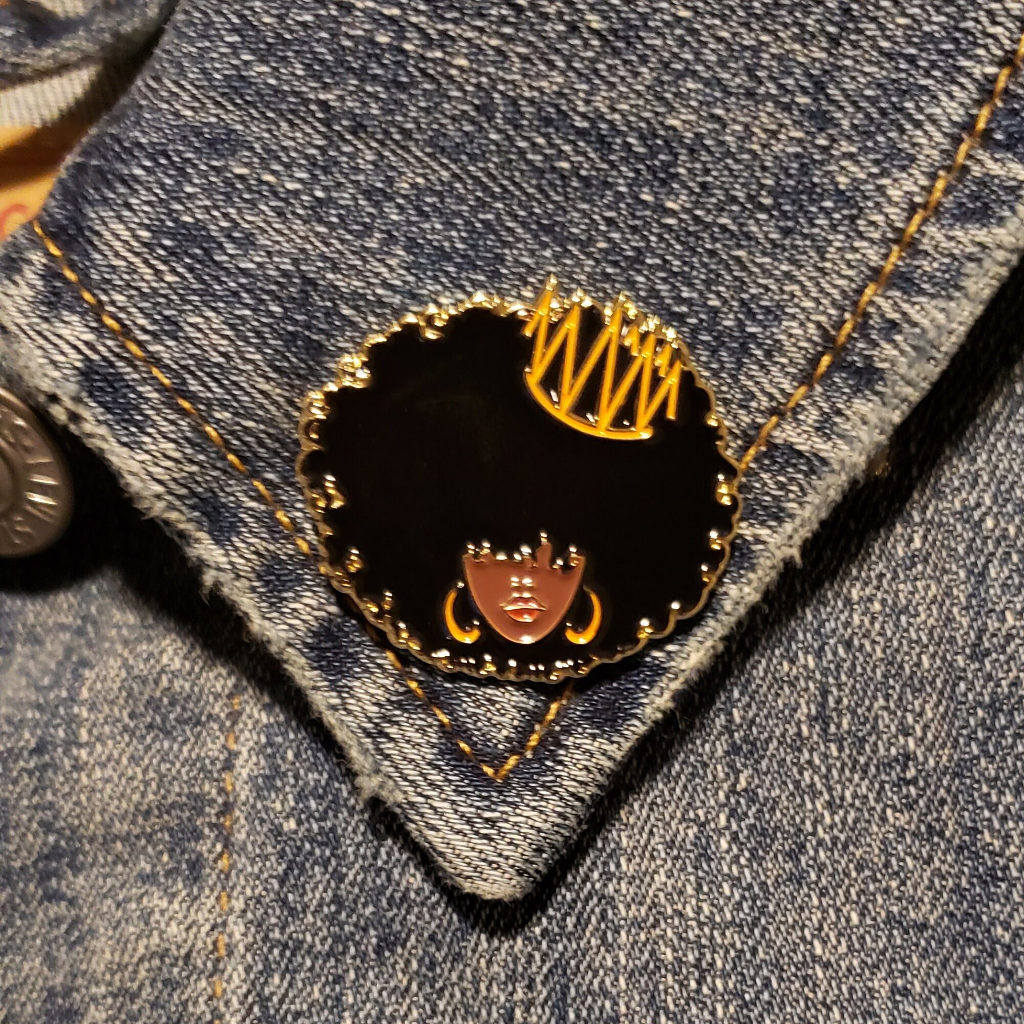 Melanin Queen Enamel Pin Afro Queen Pin Hard Enamel Pin | Etsy