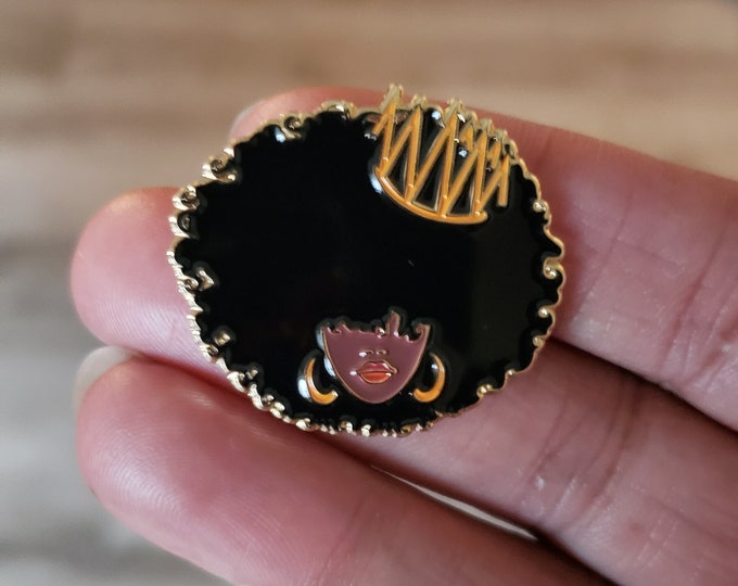 Melanin Queen Enamel Pin, Afro Queen Pin, Hard Enamel, African American ...