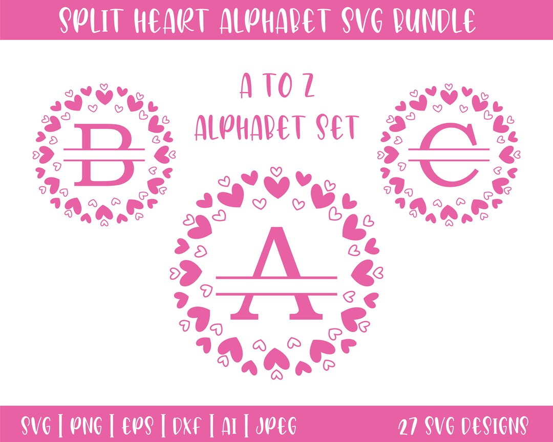 Split Monogram SVG, Split Font Svg, Valentine Svg, Heart Split Monogram ...