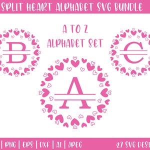 Split Monogram SVG, Split Font Svg, Valentine Svg, Heart Split Monogram ...