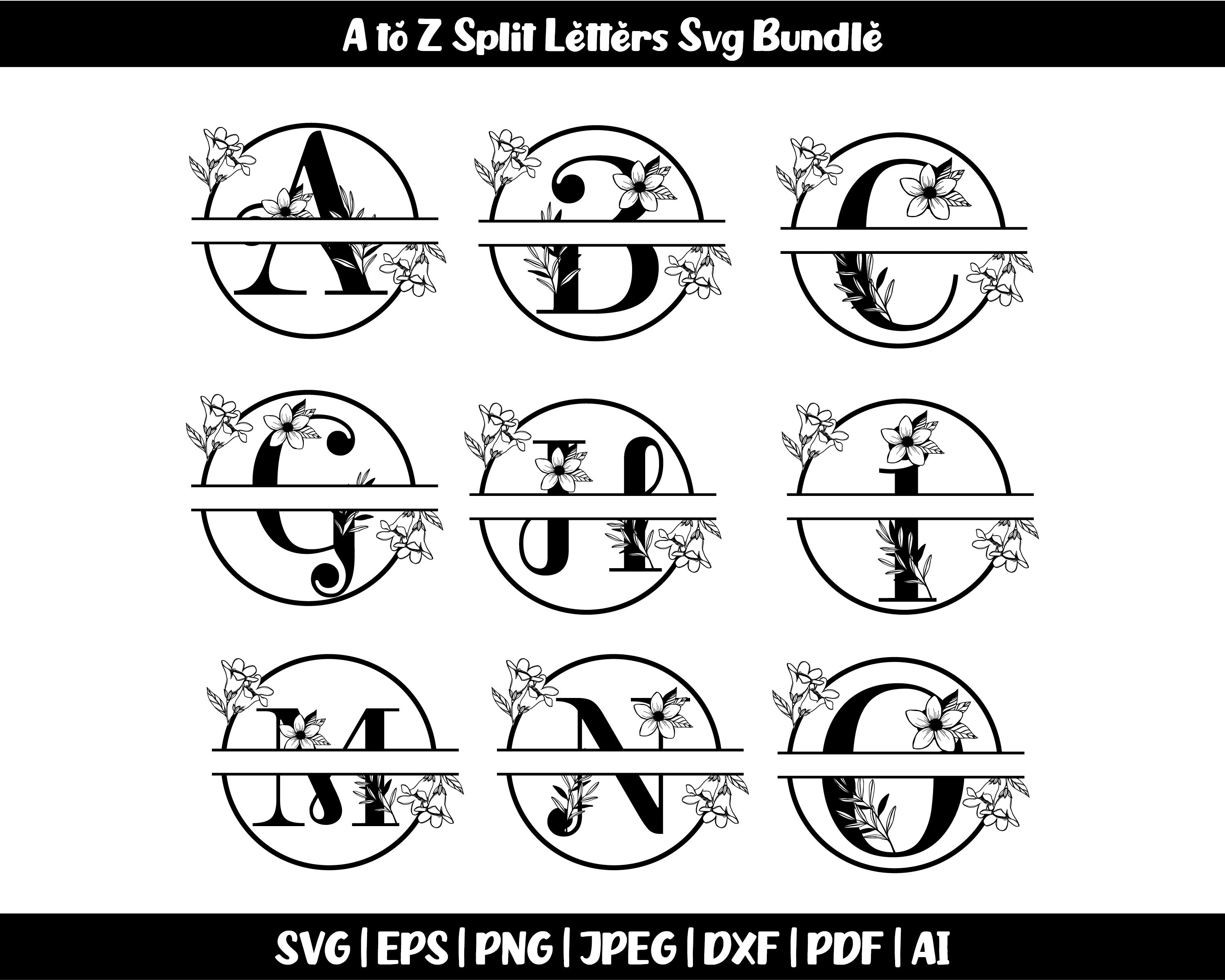 Buy Split Floral Alphabet Svg Bundle Floral Letters Svg Split Online in ...