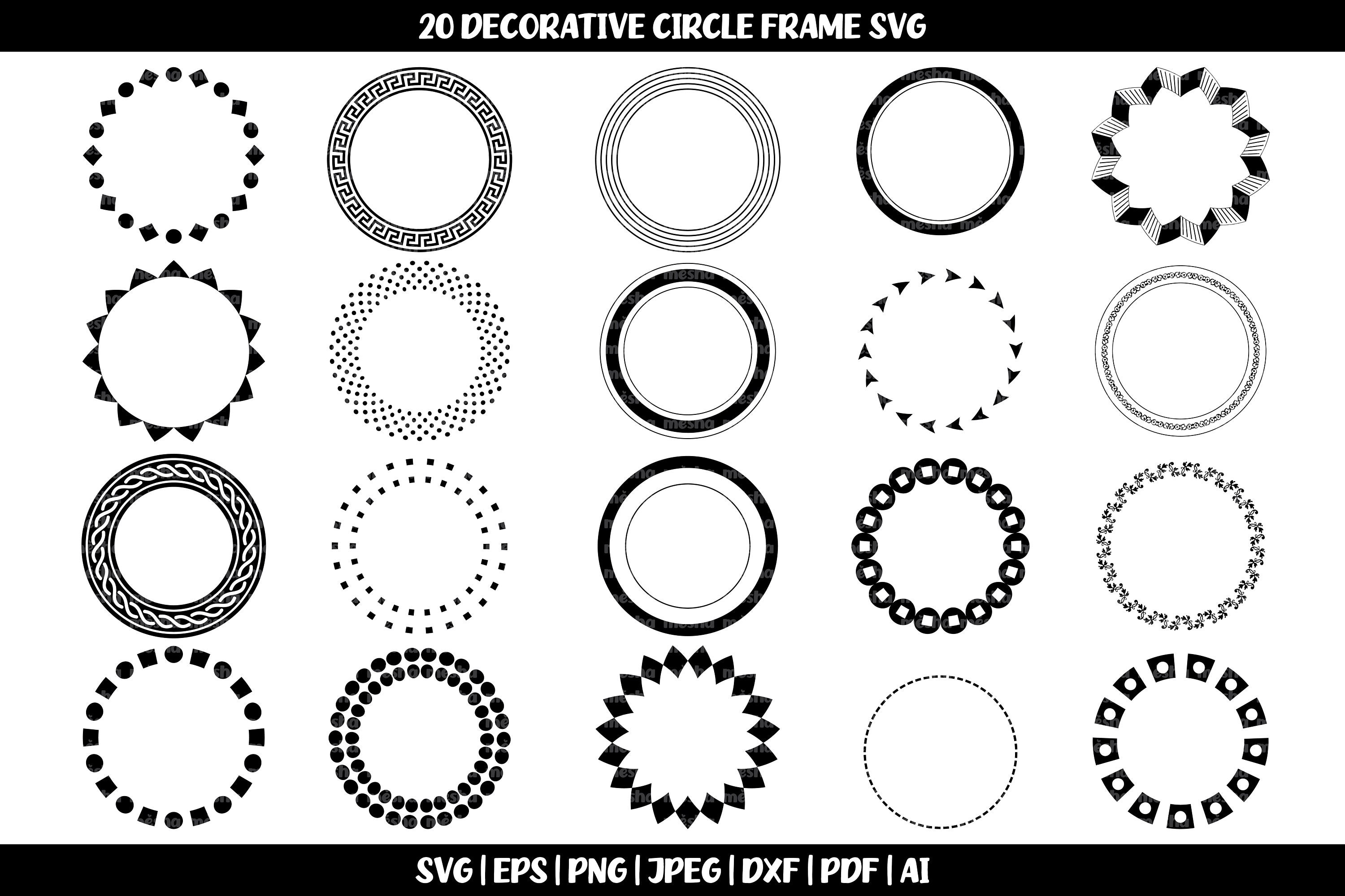 20 Decorative Circle Frame Svg Bundle Circle Frame Clipart - Etsy Canada