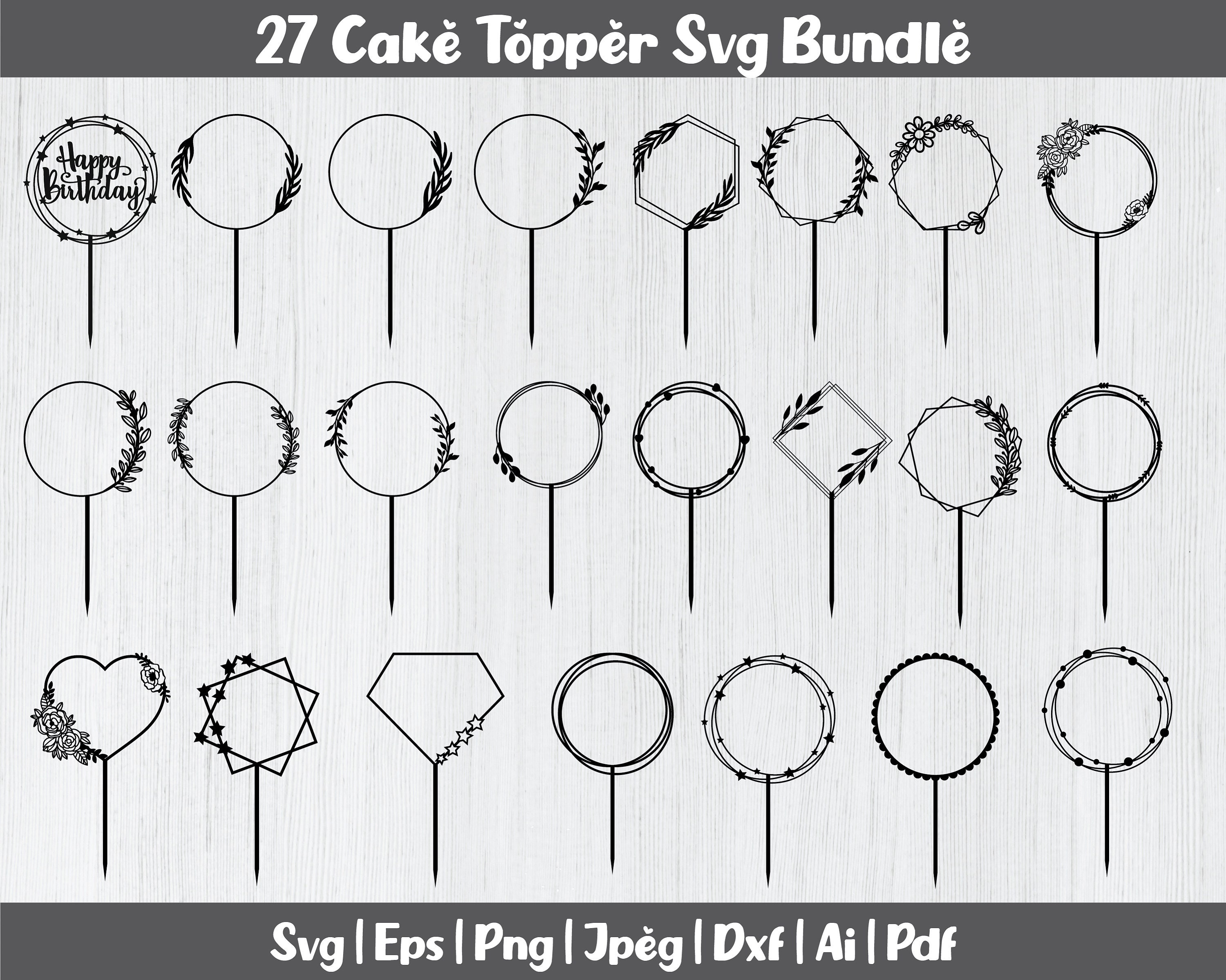 Birthday Cake Topper Svg Bundle Wedding Cake Topper Svg - Etsy Birthday Cake Topper Svg Bundle Wedding Cake Topper Svg - Etsy