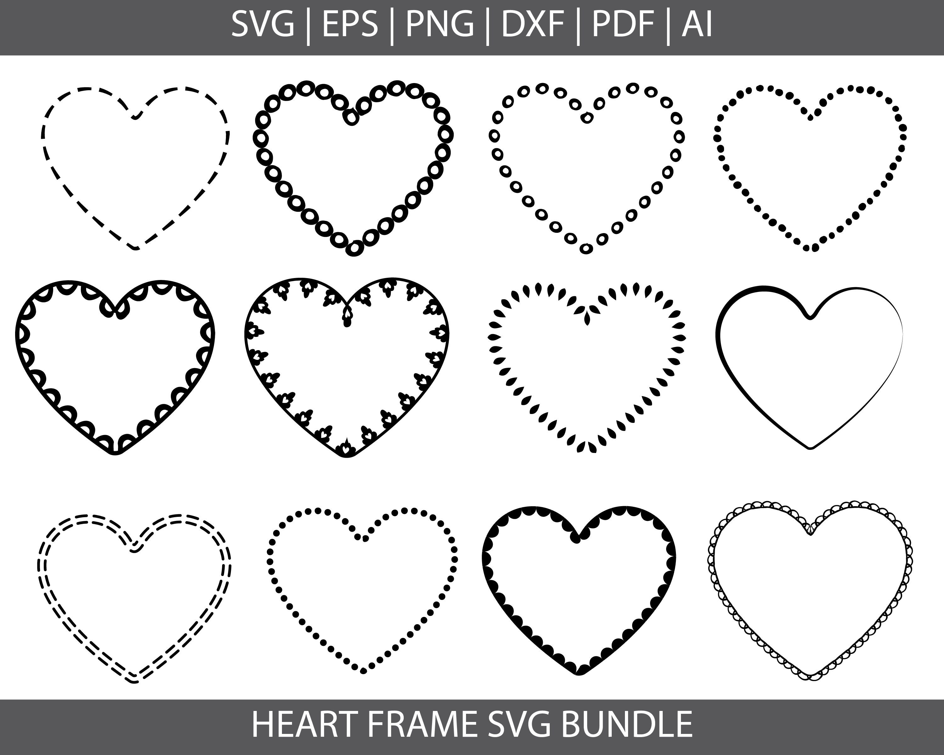 Heart Frame Svg Bundle Heart Frame Svg Cut File Heart Svg | Etsy UK
