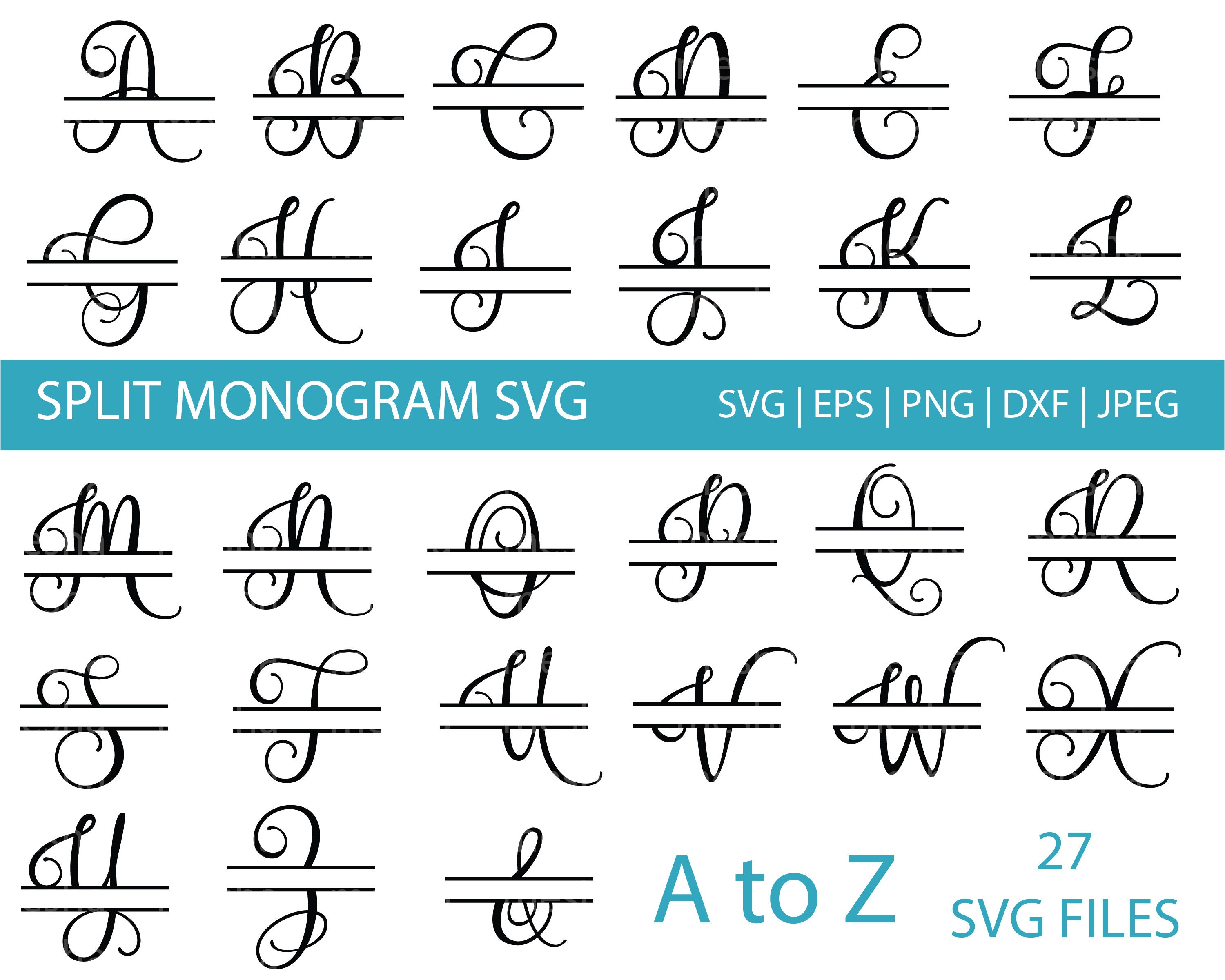 Split Monogram SVG Bundle Split Monogram Frame Alphabet A | Etsy