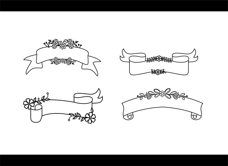 Floral Banner Svg Bundle Flower Banner Svg Ribbon Svg - Etsy