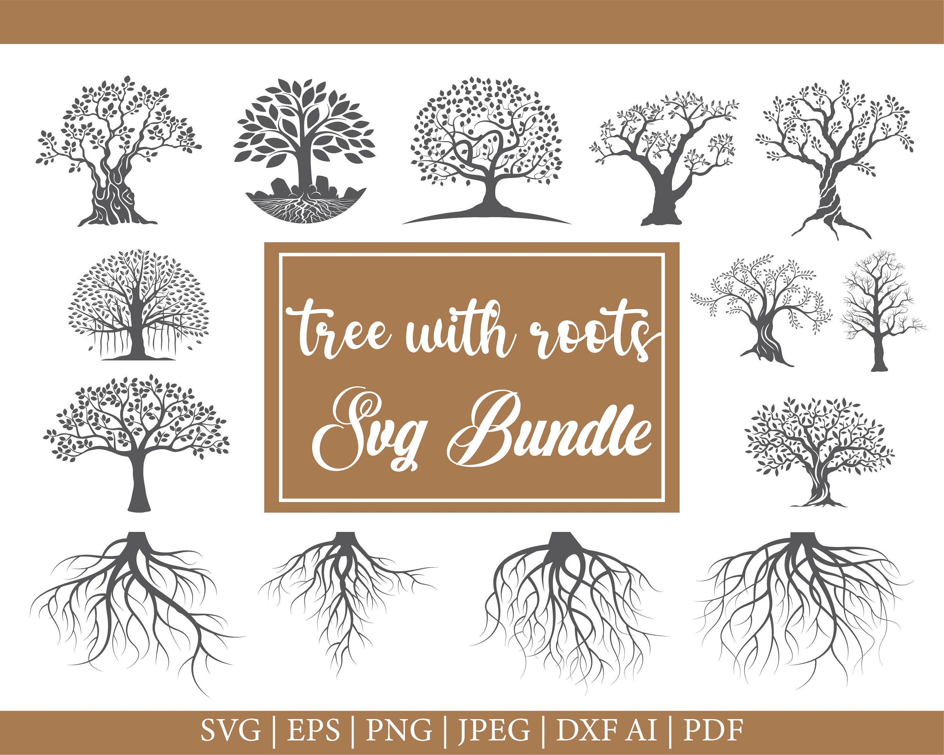 family tree svg eps stencil dxf vinyl png clipart cut file tree with ...