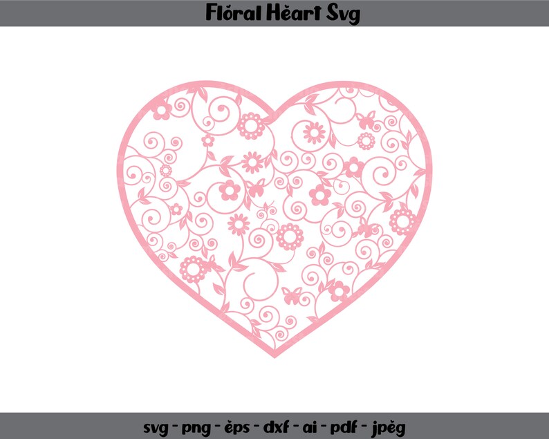 Floral Heart Frame Svg Split Heart Frame Monogram Svg Heart - Etsy
