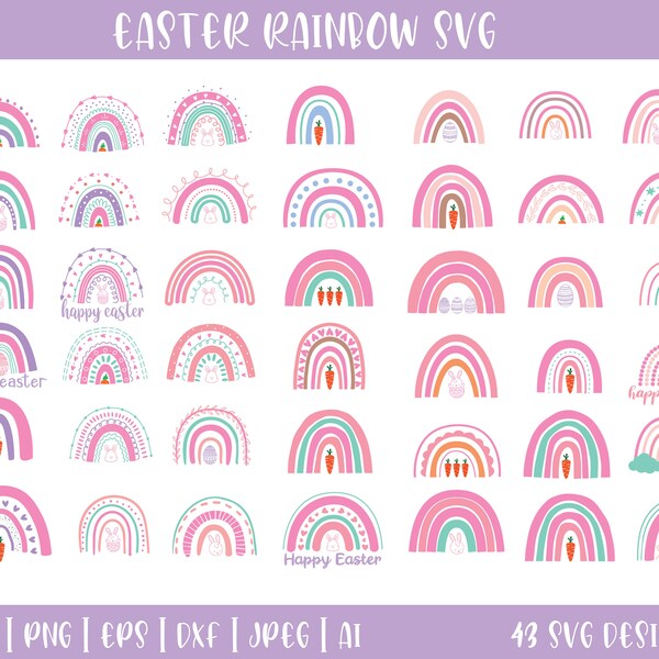 Happy Easter Rainbow Svg - Etsy