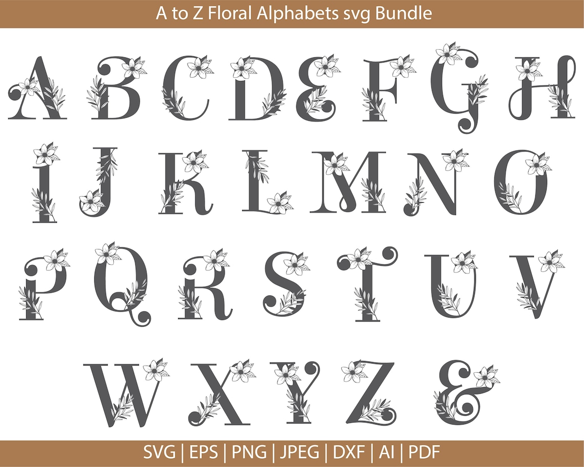 Floral Alphabet Svg Bundle Floral Letters SVG Bundle | Etsy