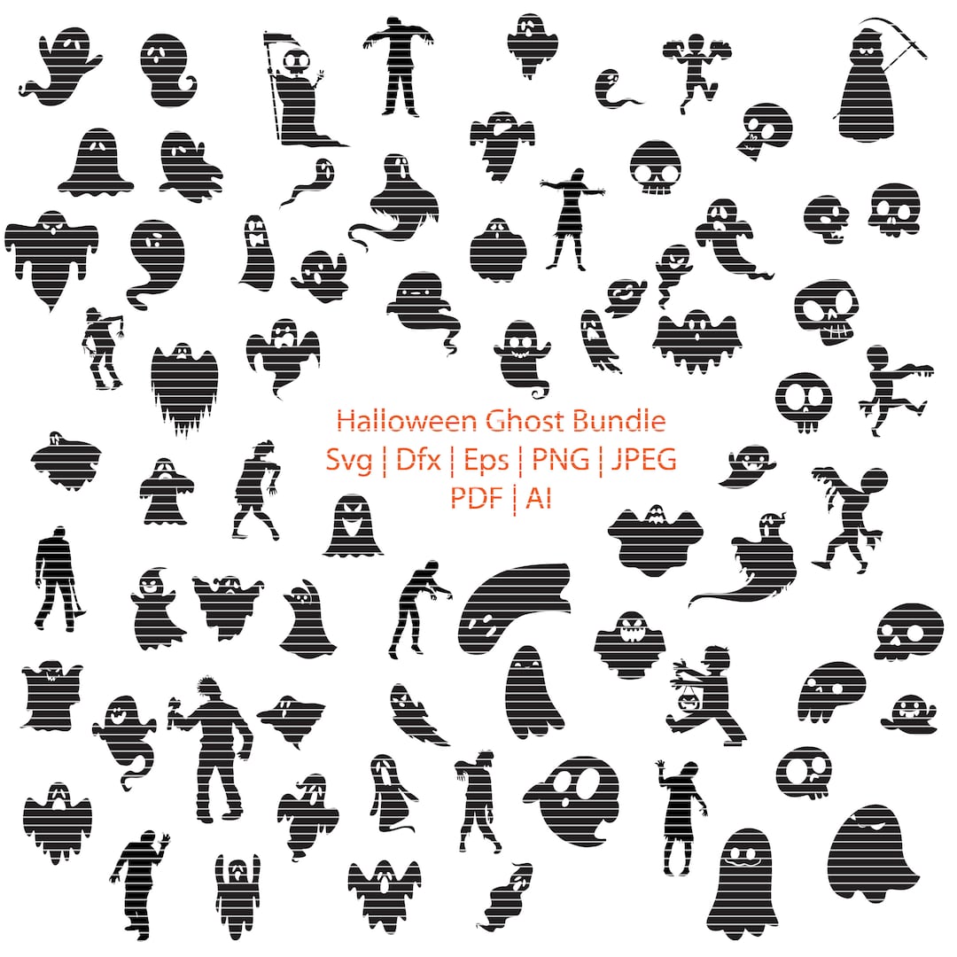 74 Halloween Ghost Svg Bundle Clip art - Etsy México