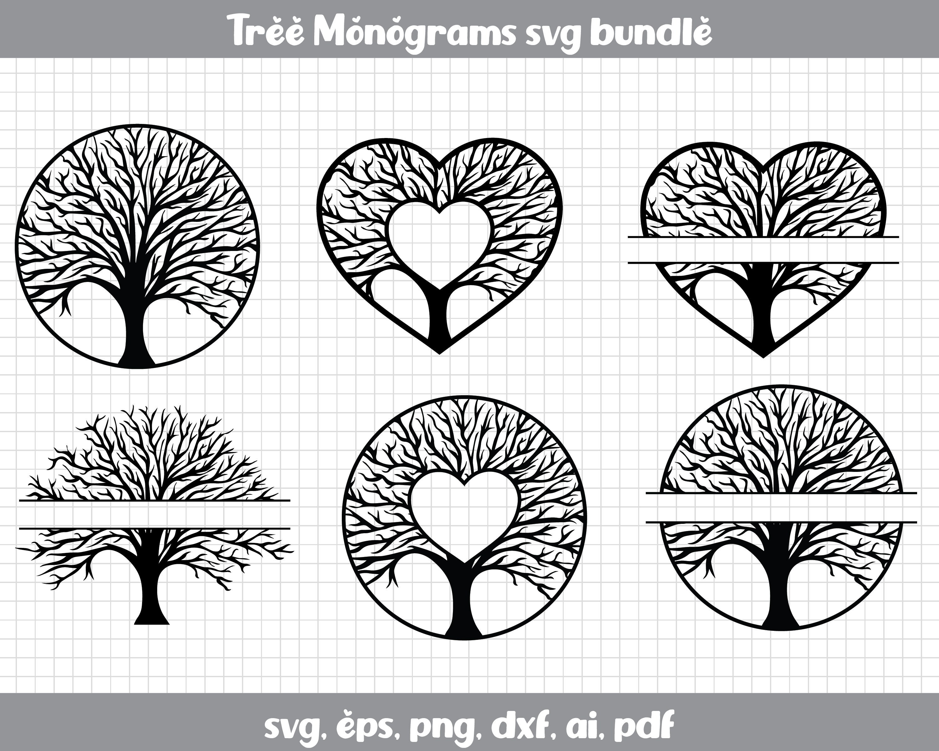 Split Monogram Family Tree Svg Split Tree Svg Family Tree - Etsy Singapore