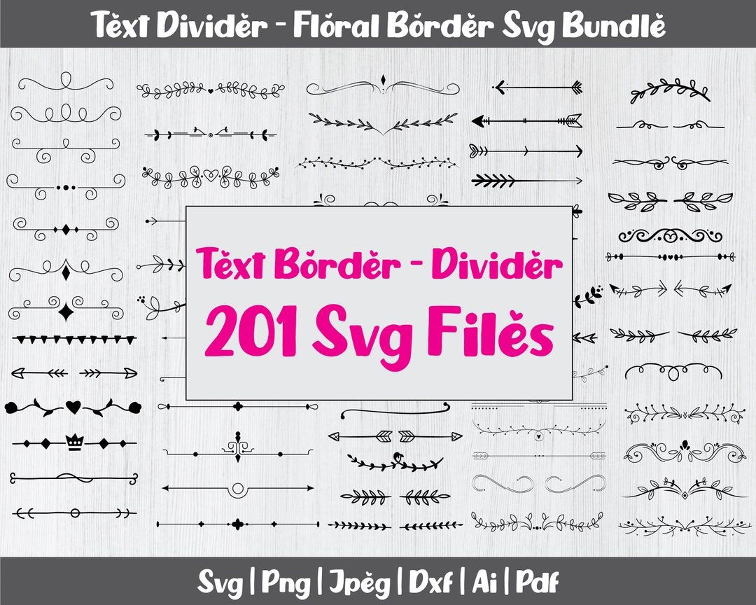 Floral Border Trim Divider Separator SVG, Text Divider SVG Files for ...