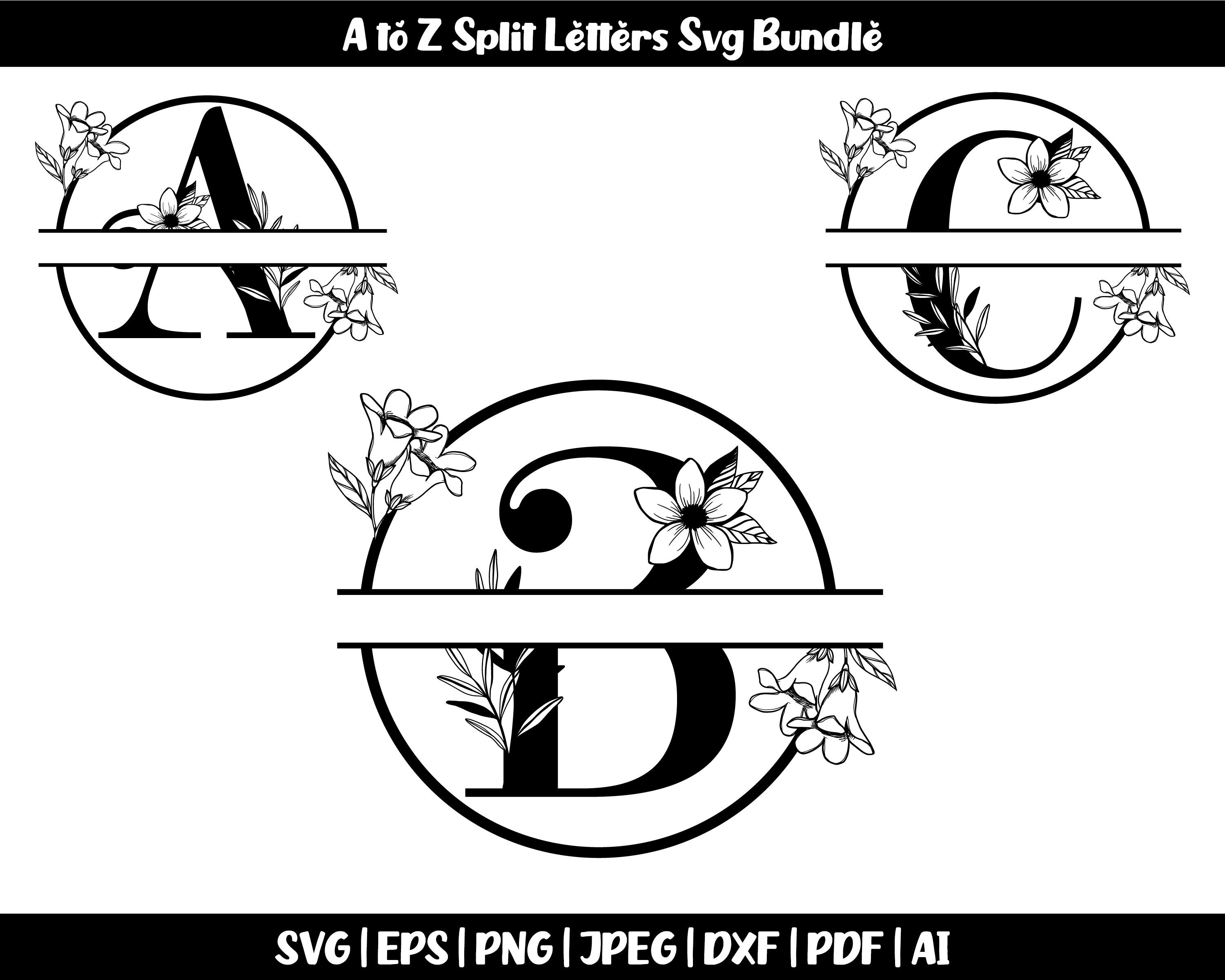 Buy Split Floral Alphabet Svg Bundle Floral Letters Svg Split Online in ...
