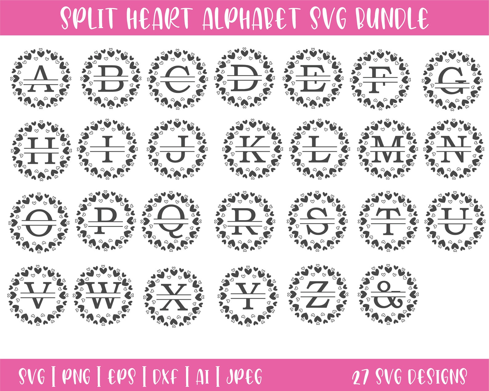Split Monogram SVG Split Font Svg Valentine Svg Heart Split - Etsy