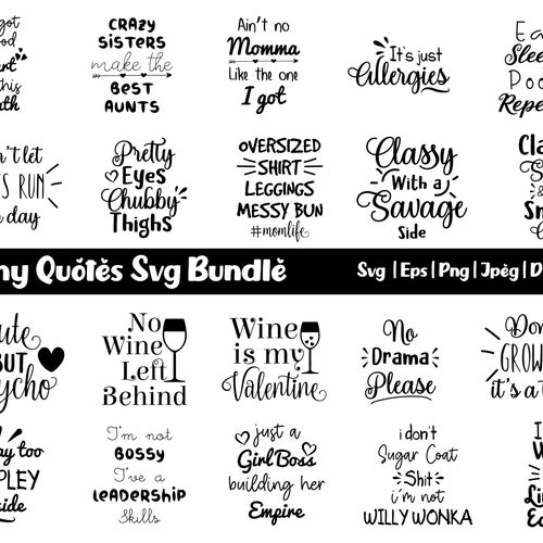 50 Funny Quotes Svg Bundle Funny Sayings Svg Bundle - Etsy UK