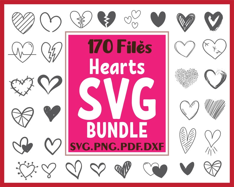 Heart Bundle Svg Doodle Heart Svg Bundle Sketch Heart Svg - Etsy