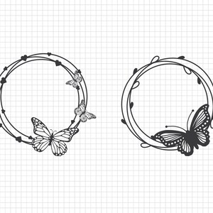 Butterfly Monogram Frame Svg Bundle , Butterfly Circle Monogram Frames ...
